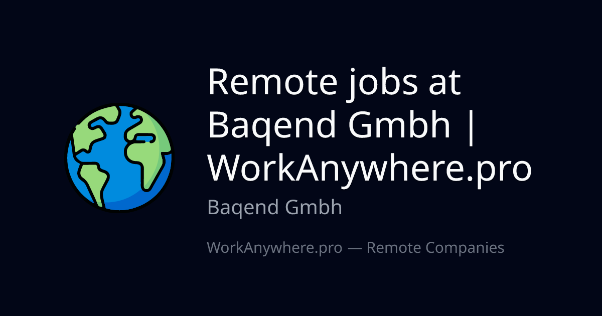 Remote jobs at Baqend Gmbh | WorkAnywhere.pro