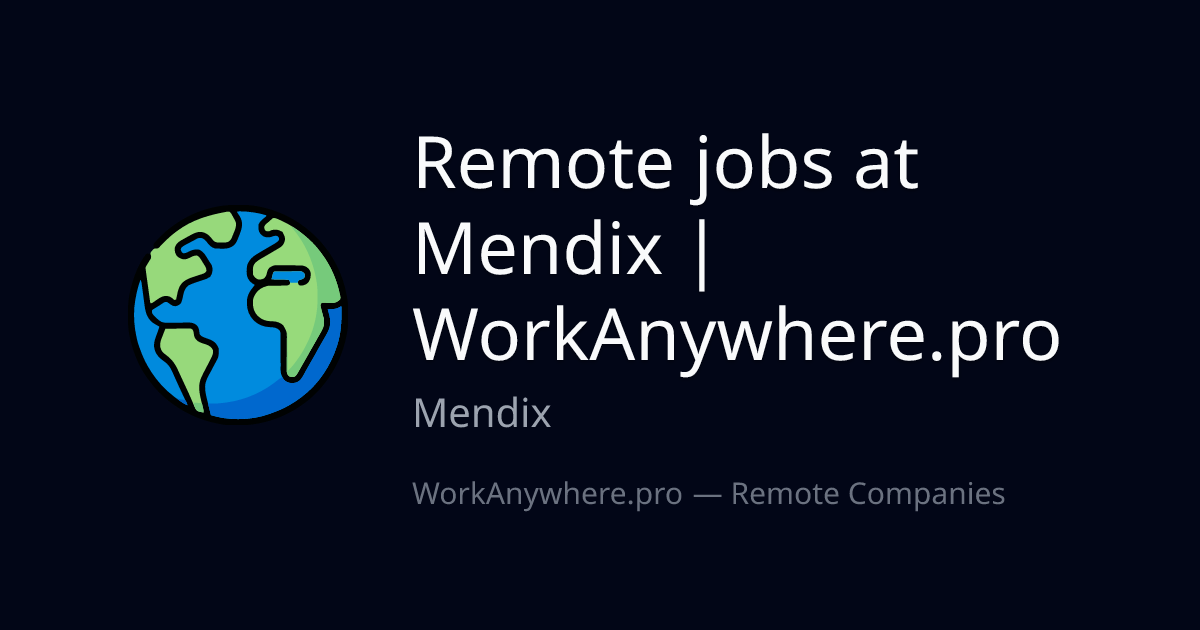 Remote jobs at Mendix | WorkAnywhere.pro